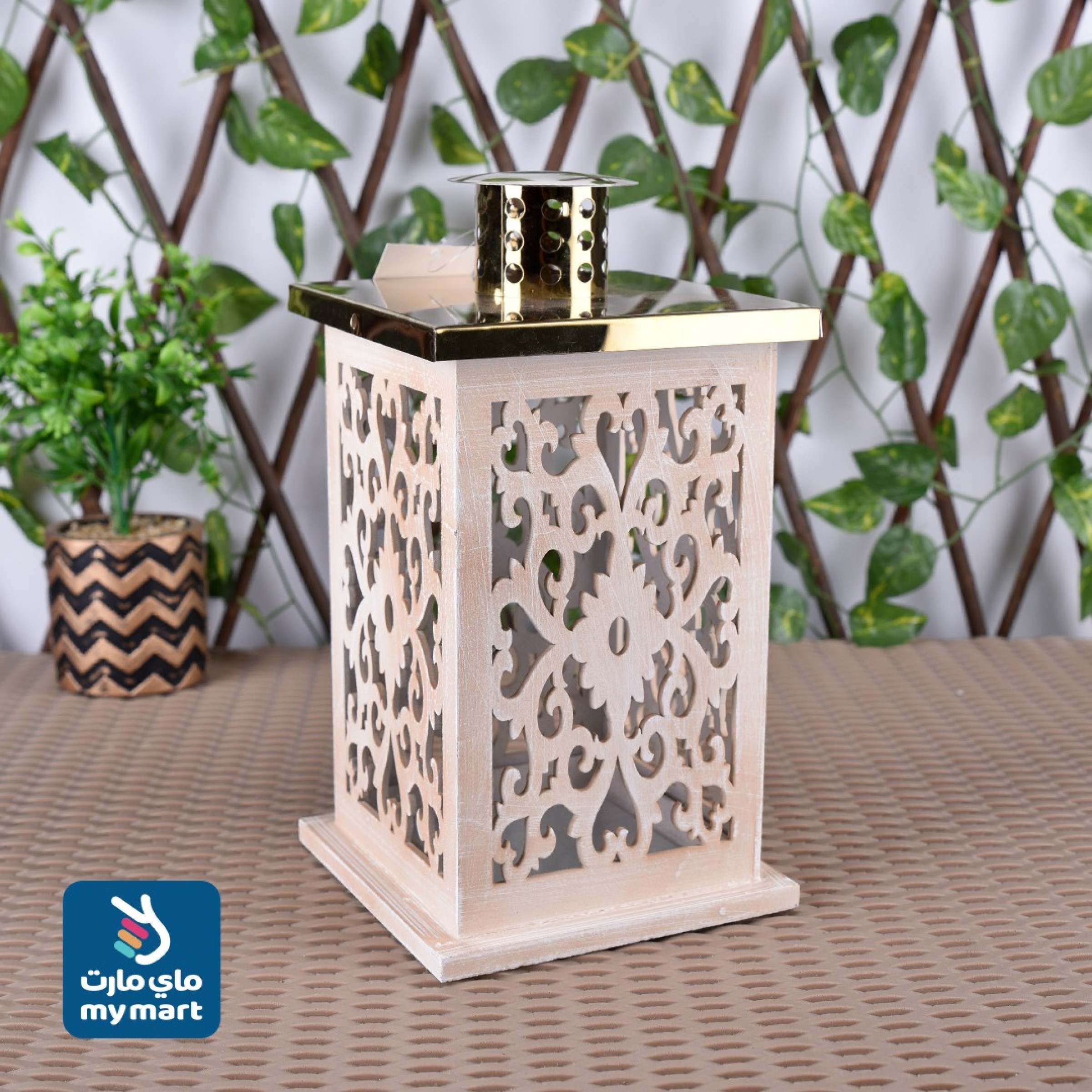 Wooden lantern golden cover Model 556033