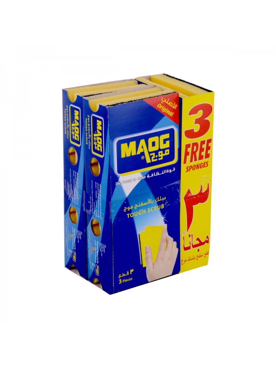 Maog Gold Sponge With Scourer Jumbo, 3Pcs - 15006063
