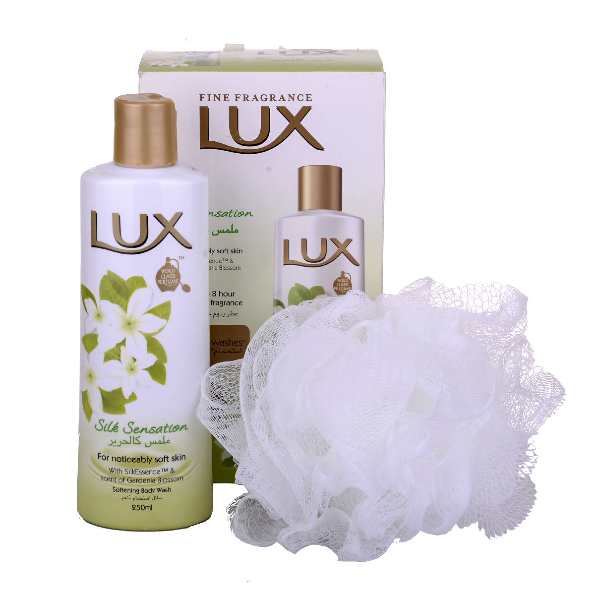 Body Wash silk sensation With cleansing loofah , Lux - 250 ml