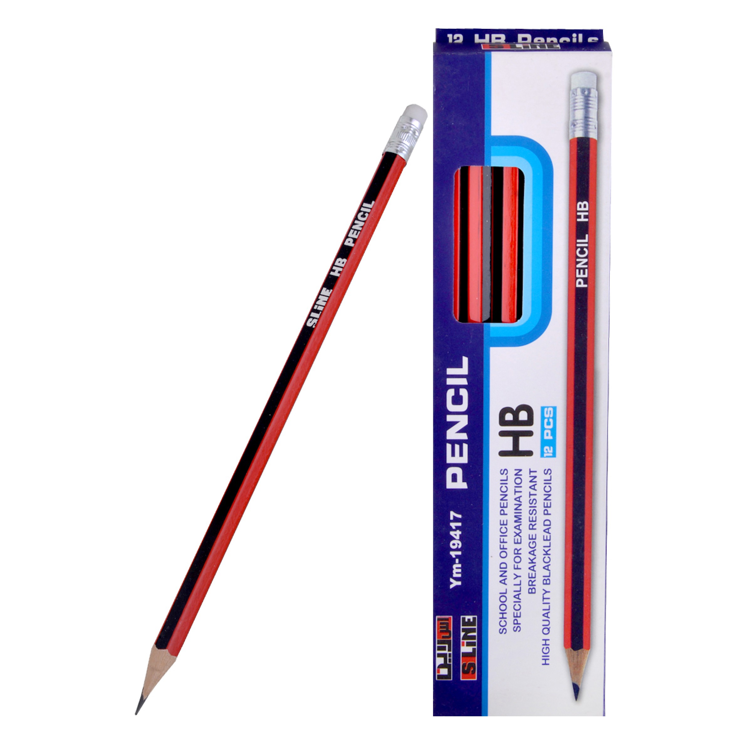S line Hb Pencil With Eraser - 12 Pencils, Ym:19417 - Ym-19417