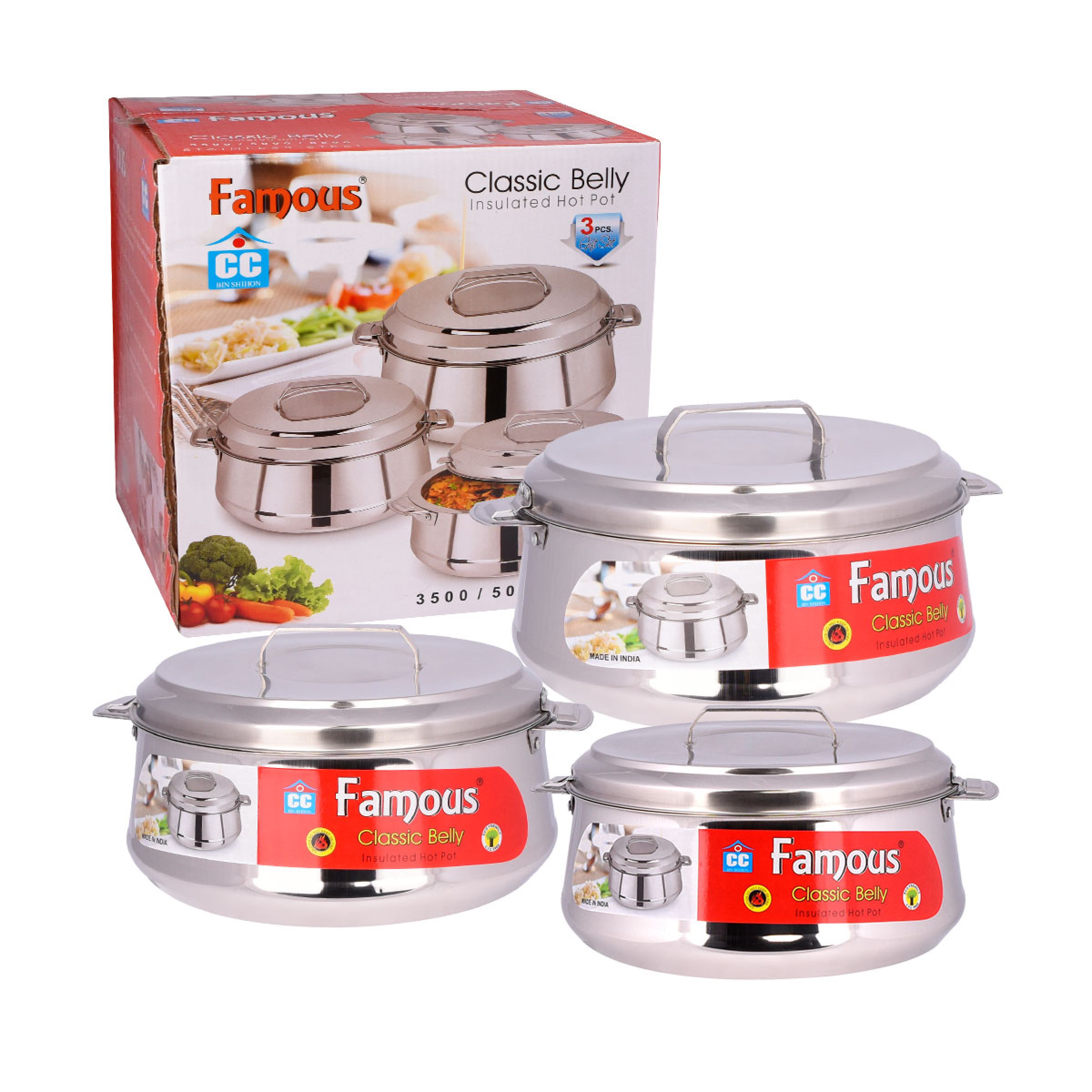Famous- hot pot set - 3 different sizes - stainless steel - CB-035585 ...