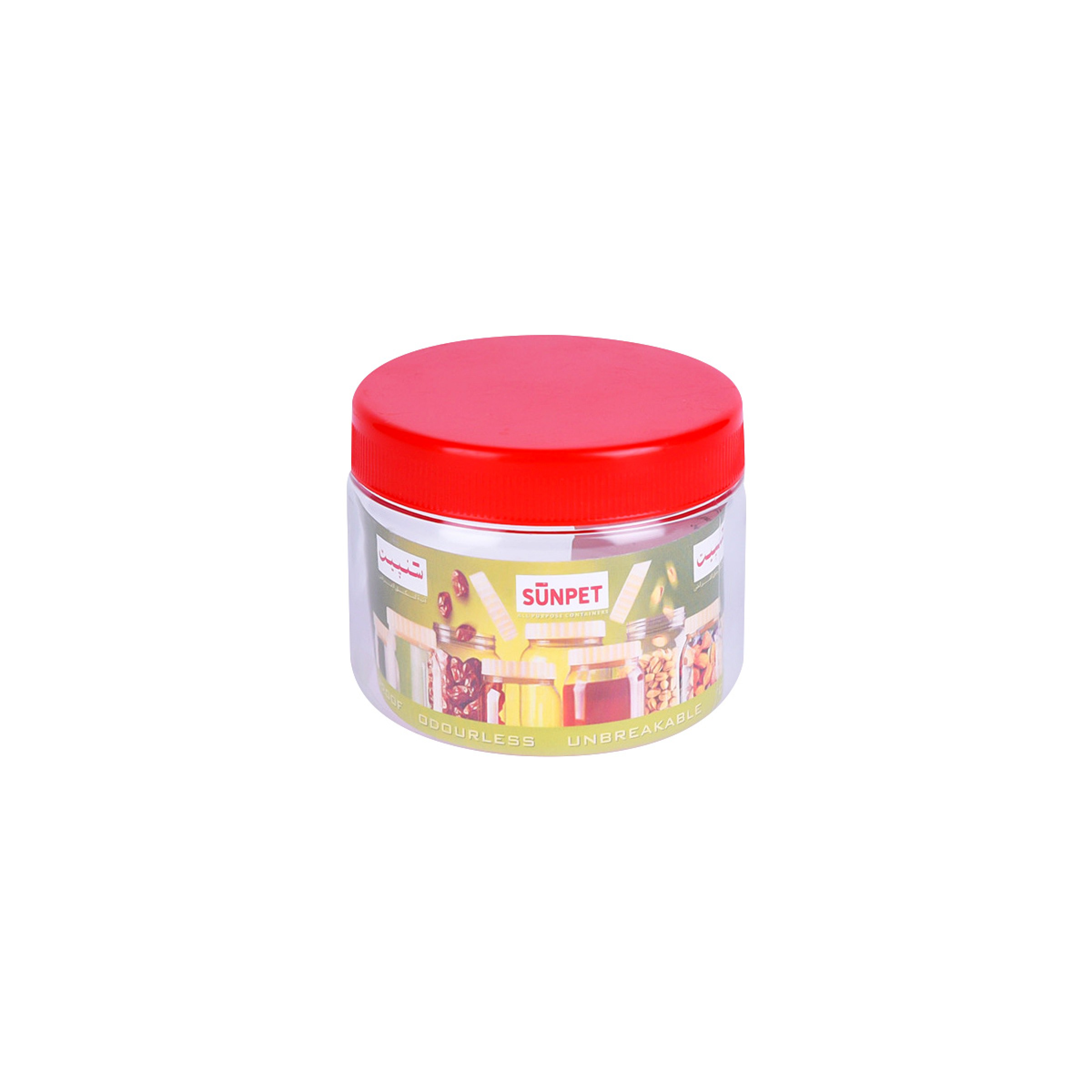 Plastic jar with a red cap 200 ml