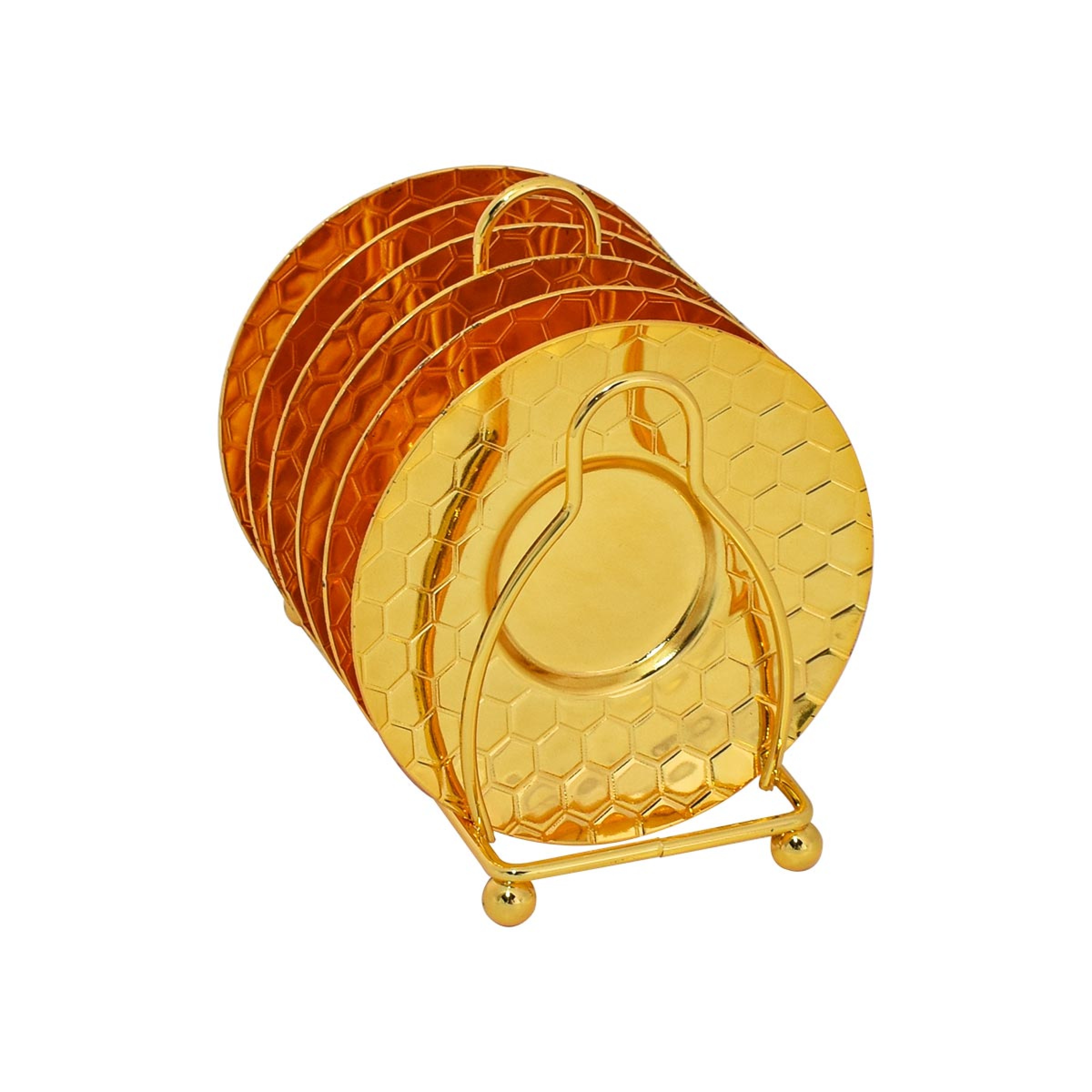 Steel serving plates with a golden stand - SD190538
