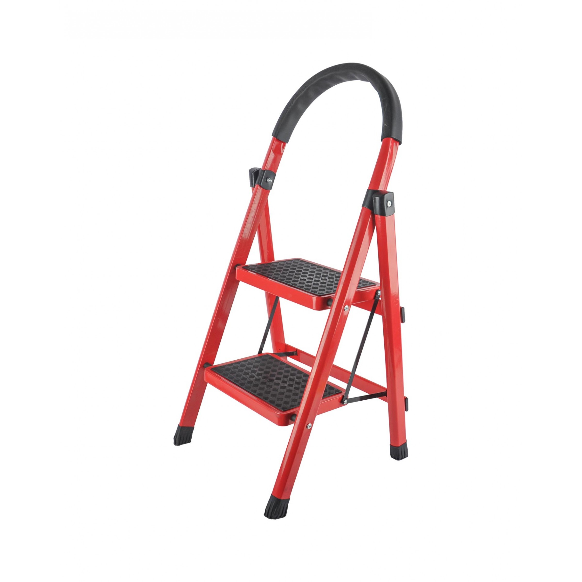 Metal Folding Ladder 2 Steps Red/Black - DT-777435-A