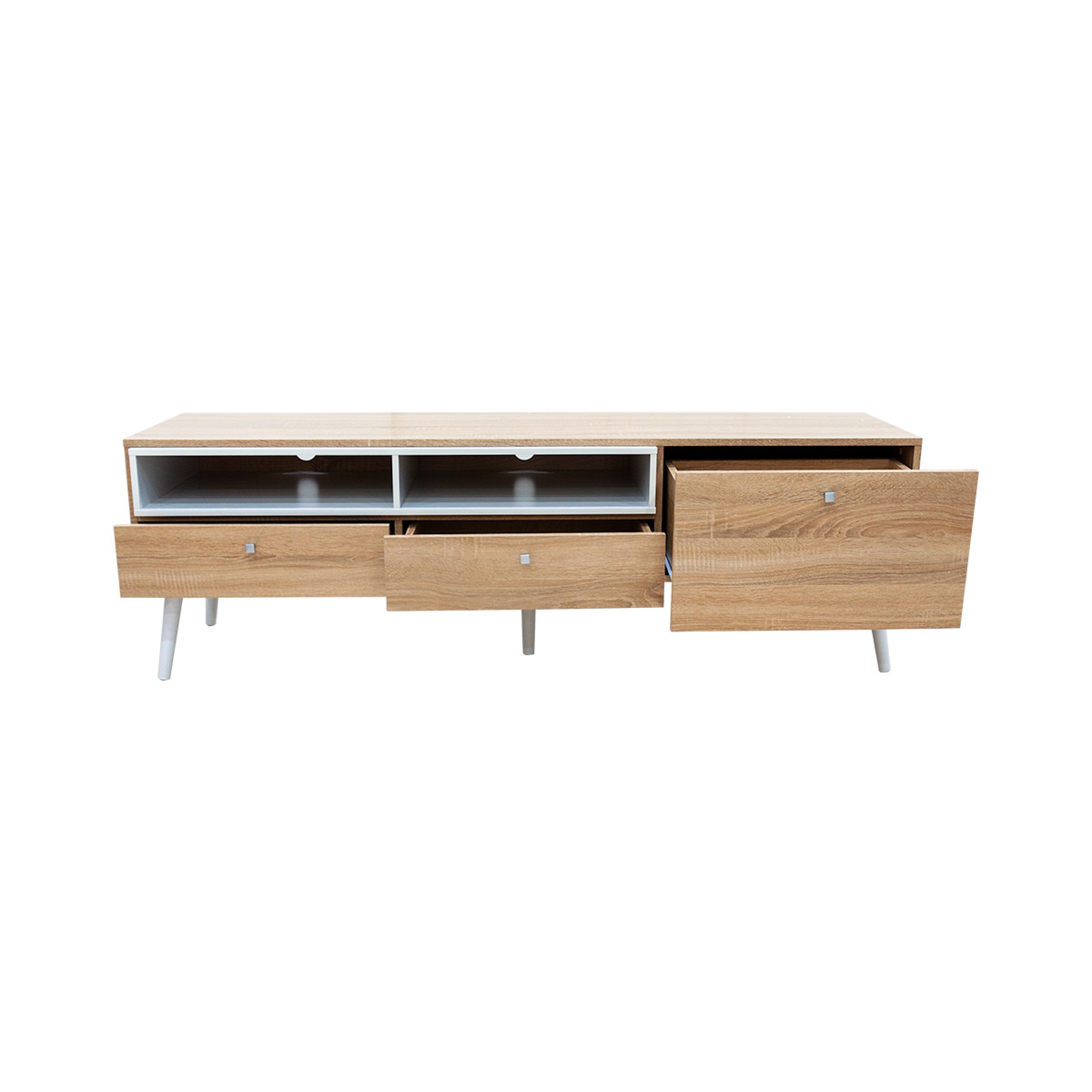TV table with wooden shelves, beige size 160 * 40 * 50 cm, model TV1600W