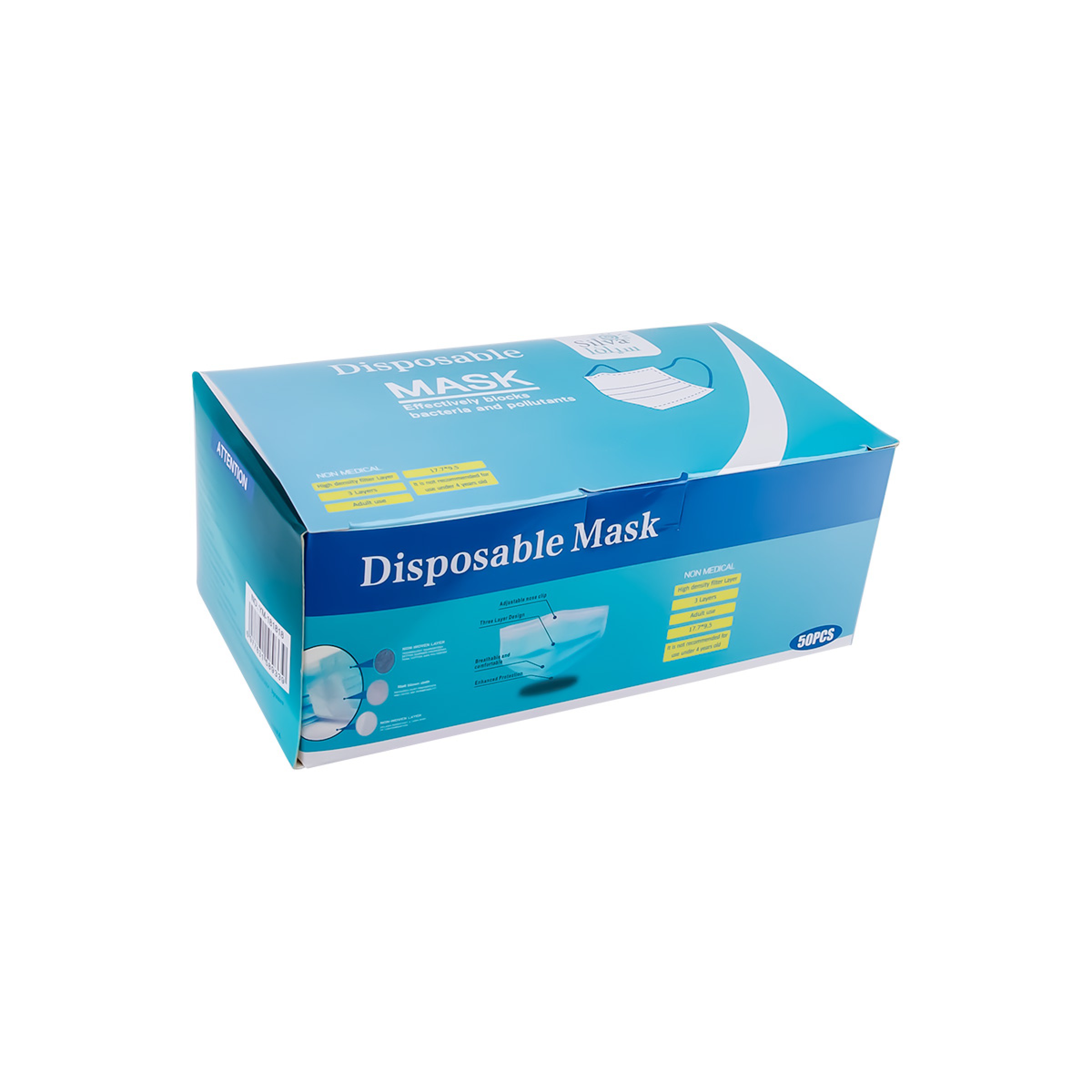 Face mask. For the prevention of disease and dust 50 tablets No. YM-181818
