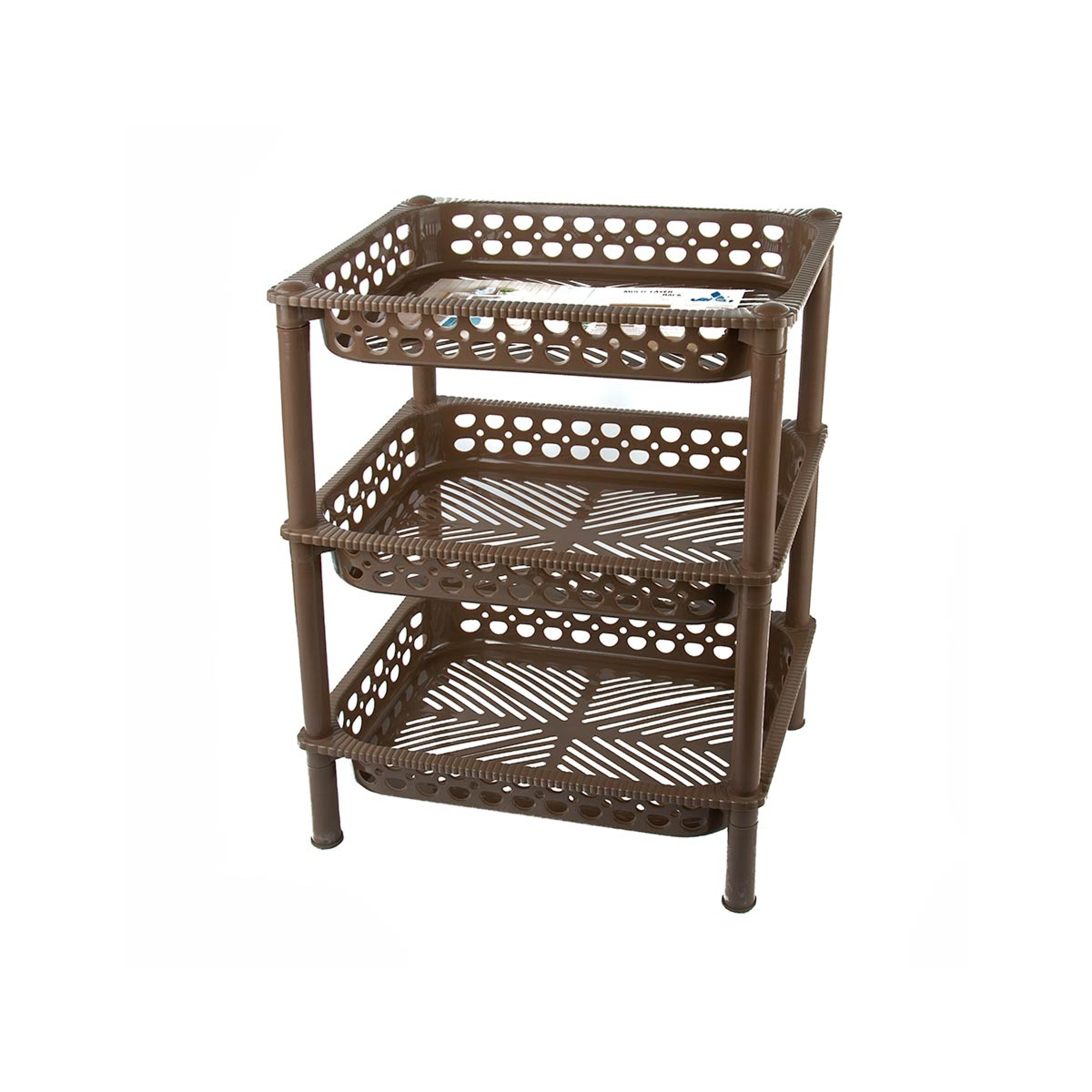 Plastic Storage Basket 3 Layer Rectangular Brown Color No. SH17073