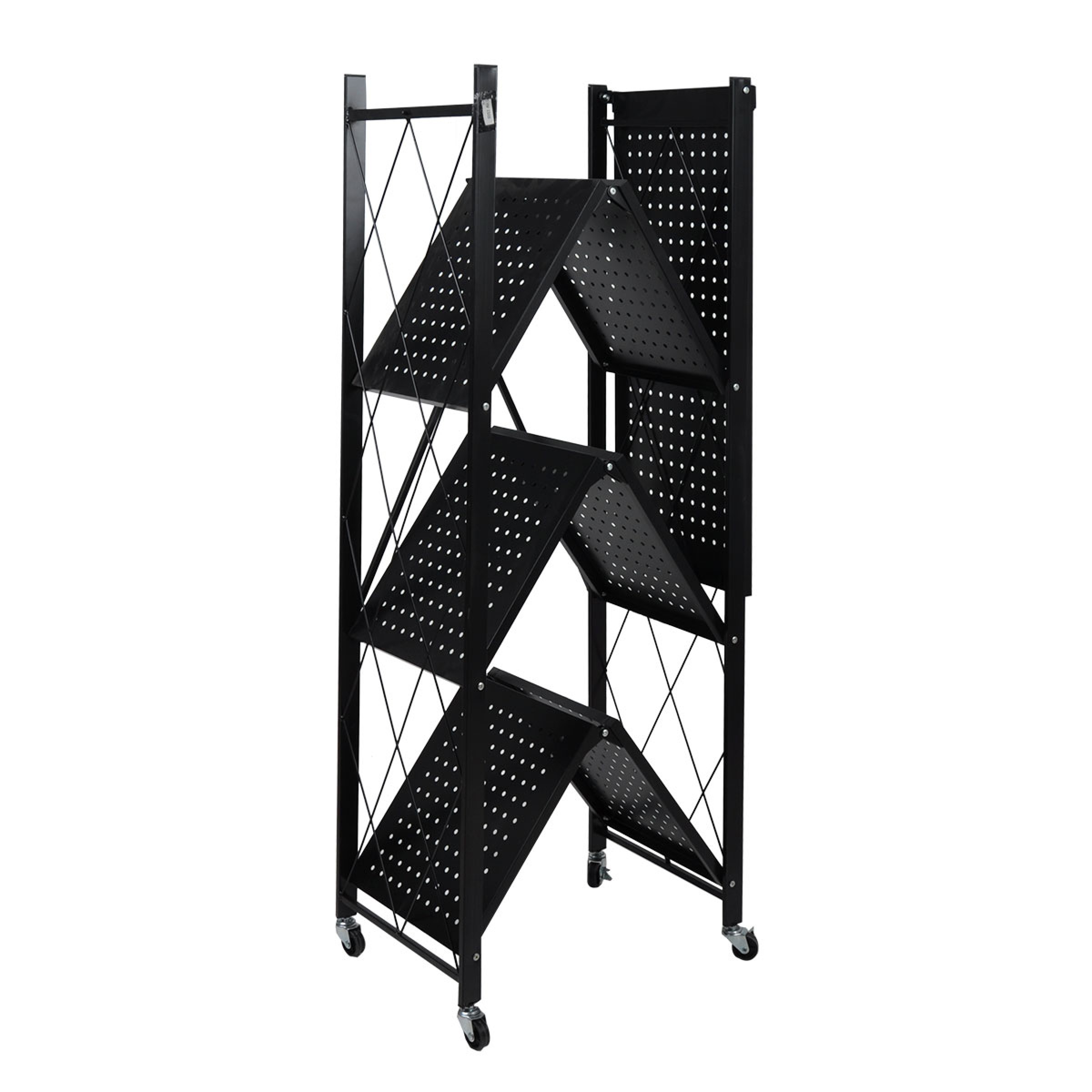 4-tier foldable metal storage rack, black, MF6002025