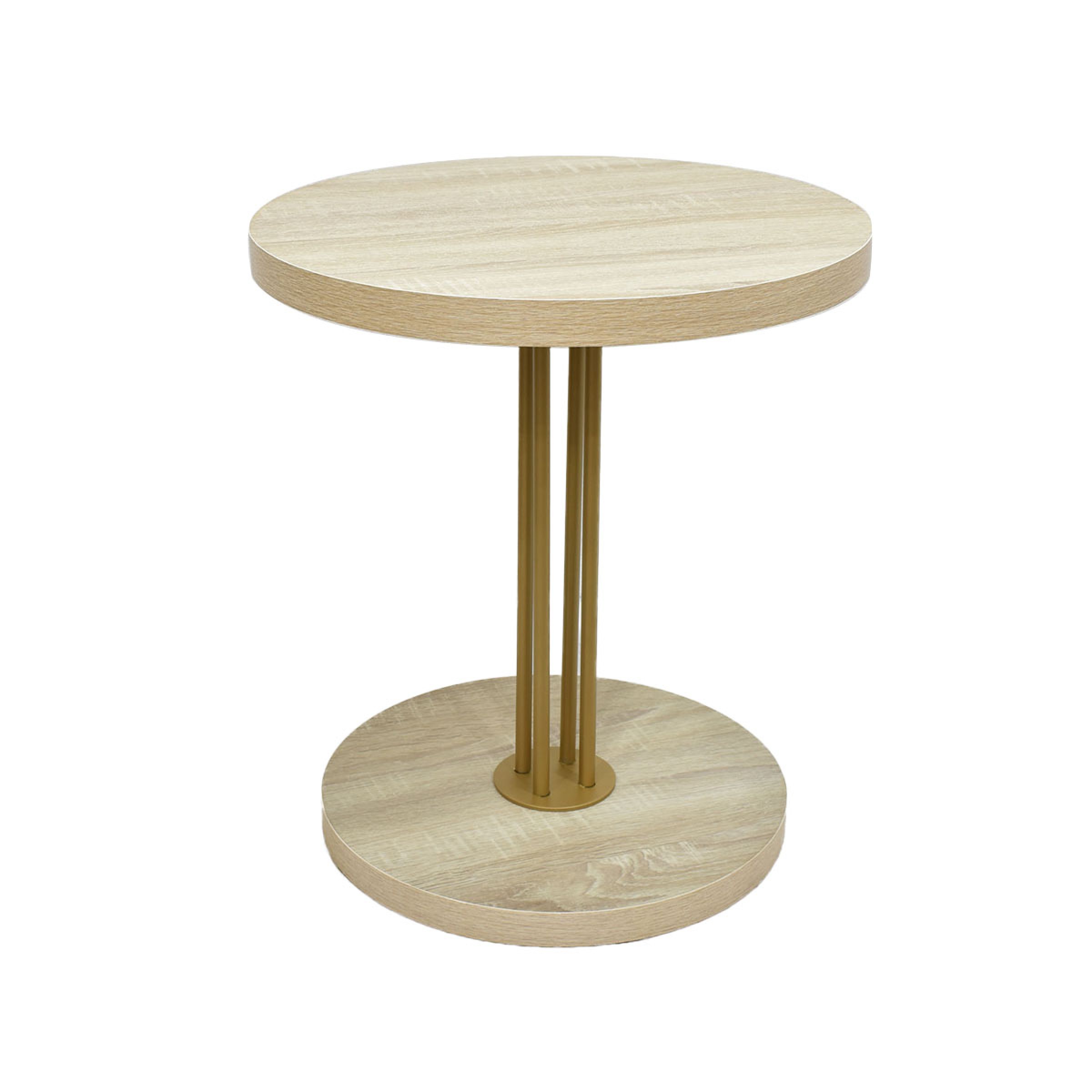 Round Wood Serving Table Set beige Piece 3