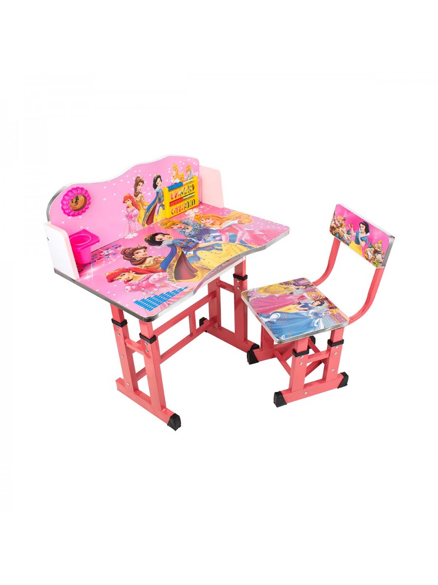 Wooden school children table with princesses chair