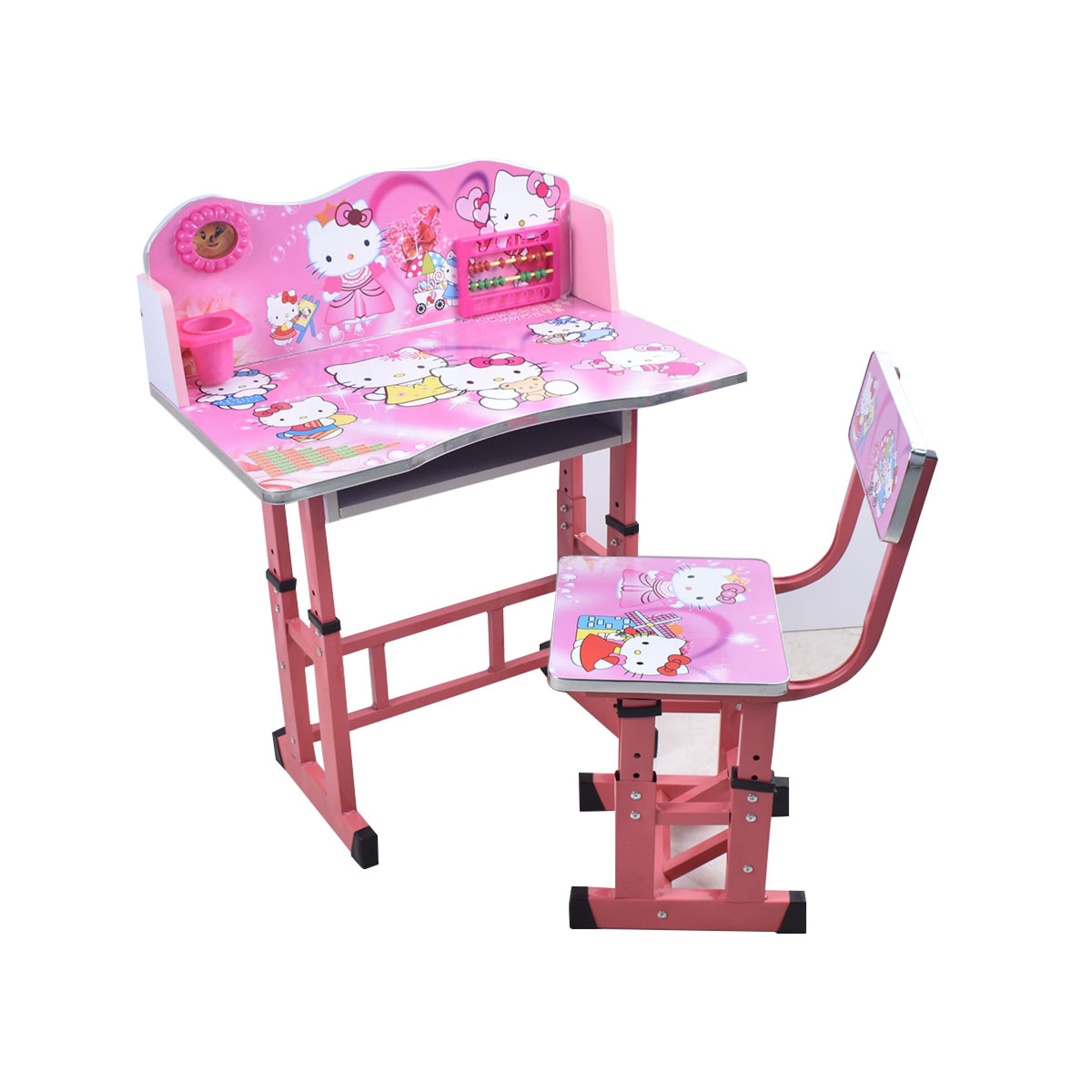 Wooden school children's table and chair with Hello Kitty prints