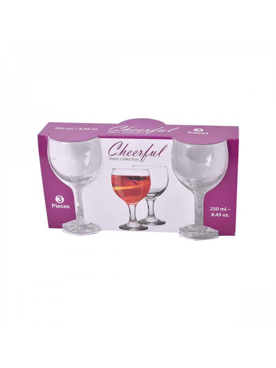 Set of 3 clear glass juice cups with a base 250 ml