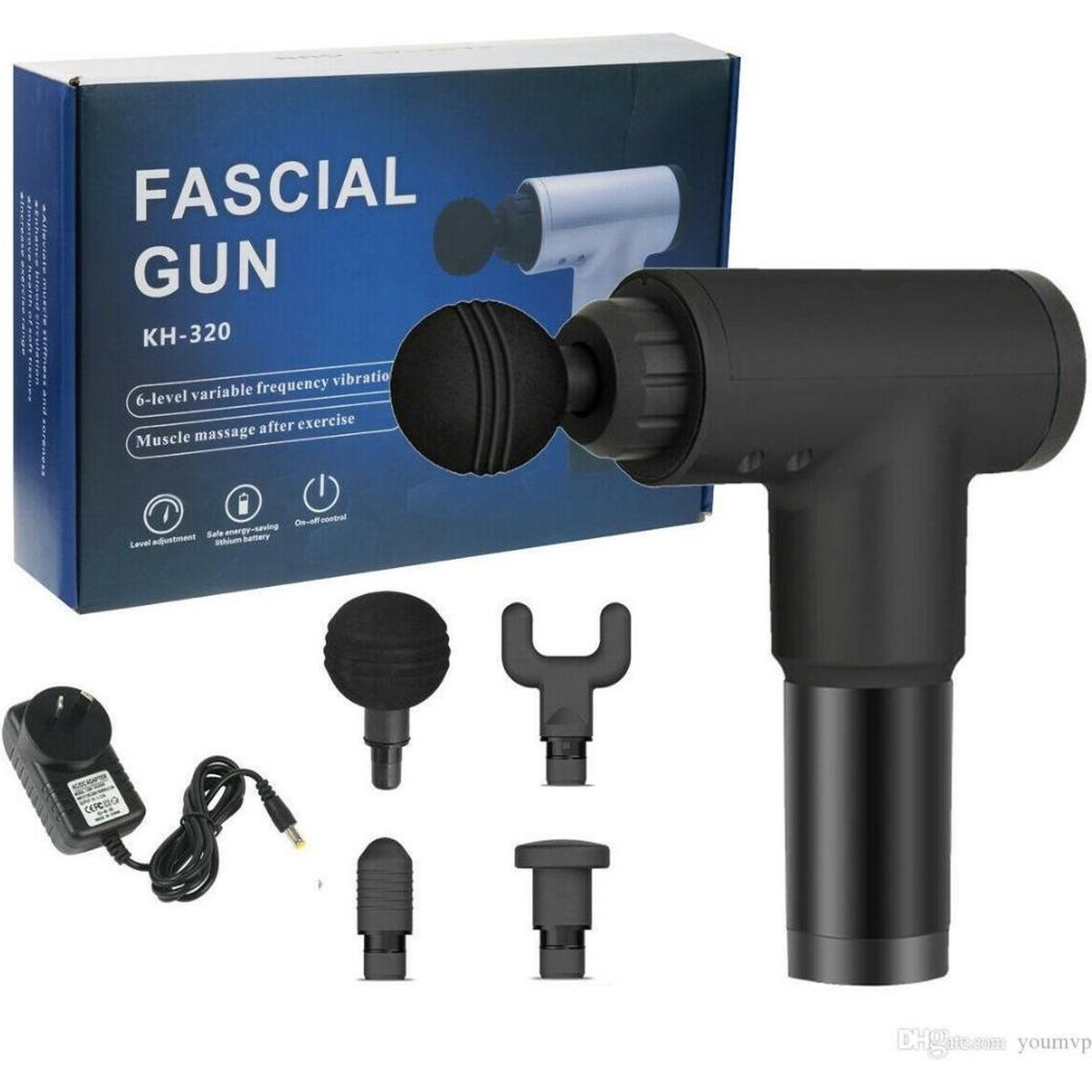 6-speed muscle massaging electric massager with 4 interchangeable heads
