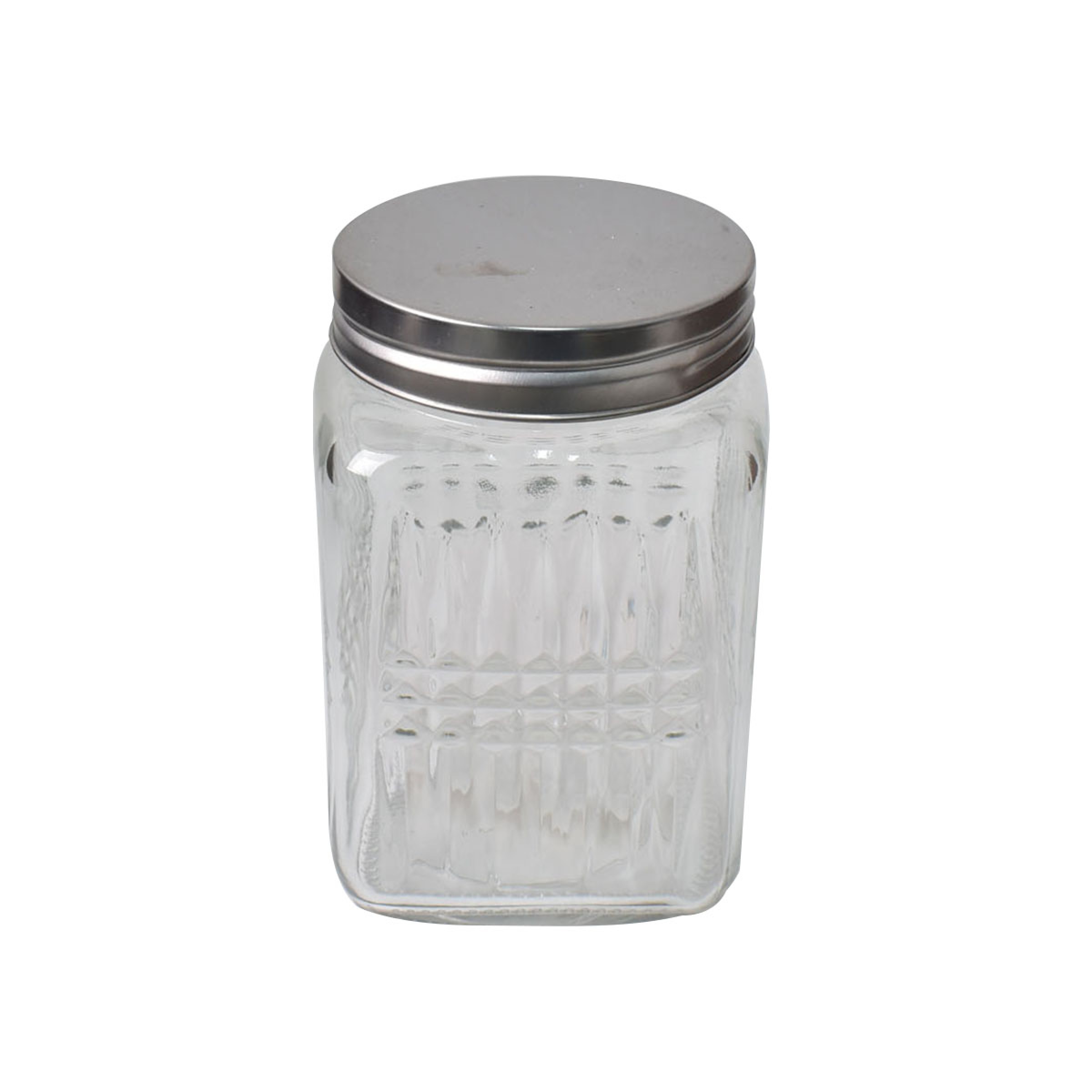 Glass Jar With Lid Silver Steel 700 ml Model 19HM517
