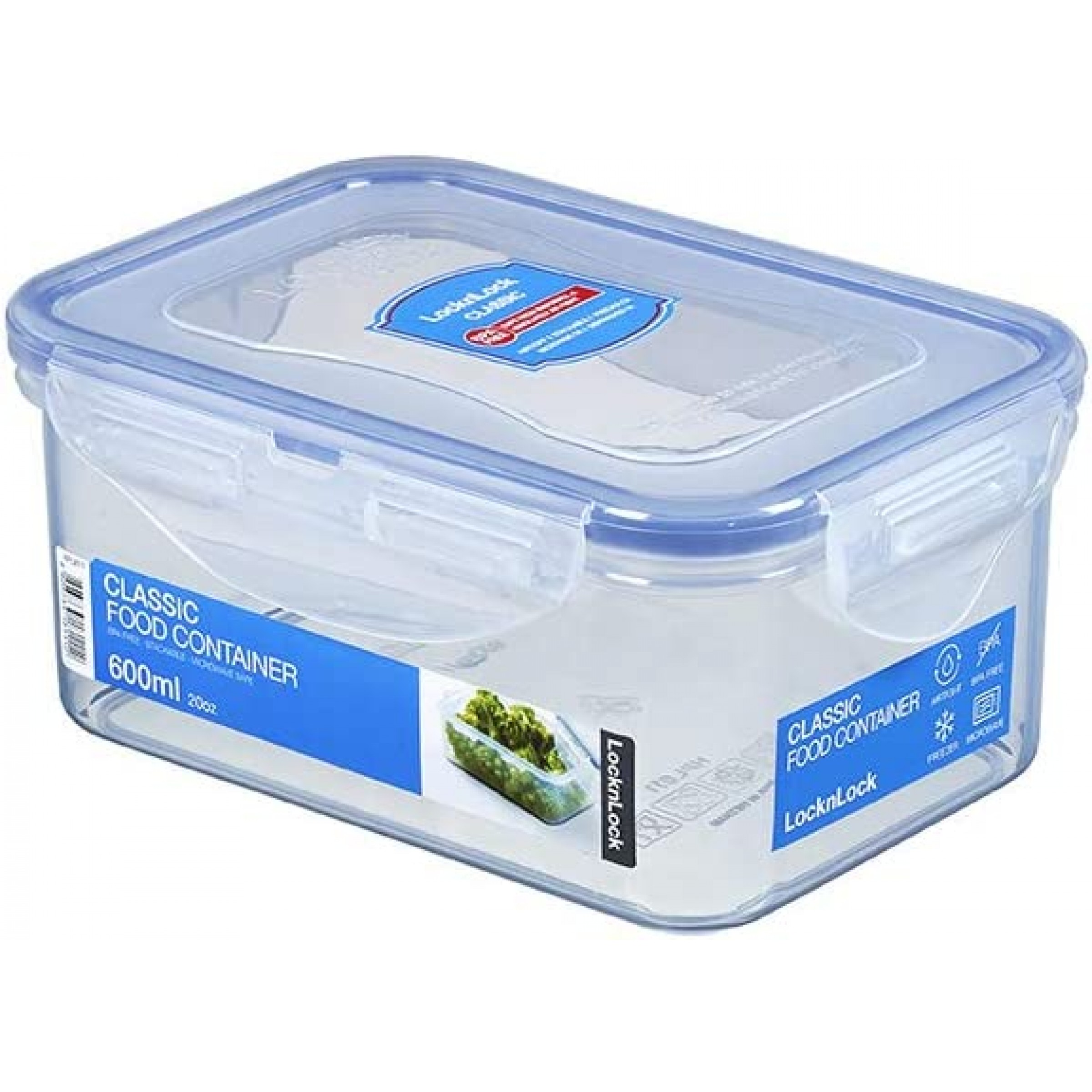 Transparent plastic storage container with lid 600 ml HPL811