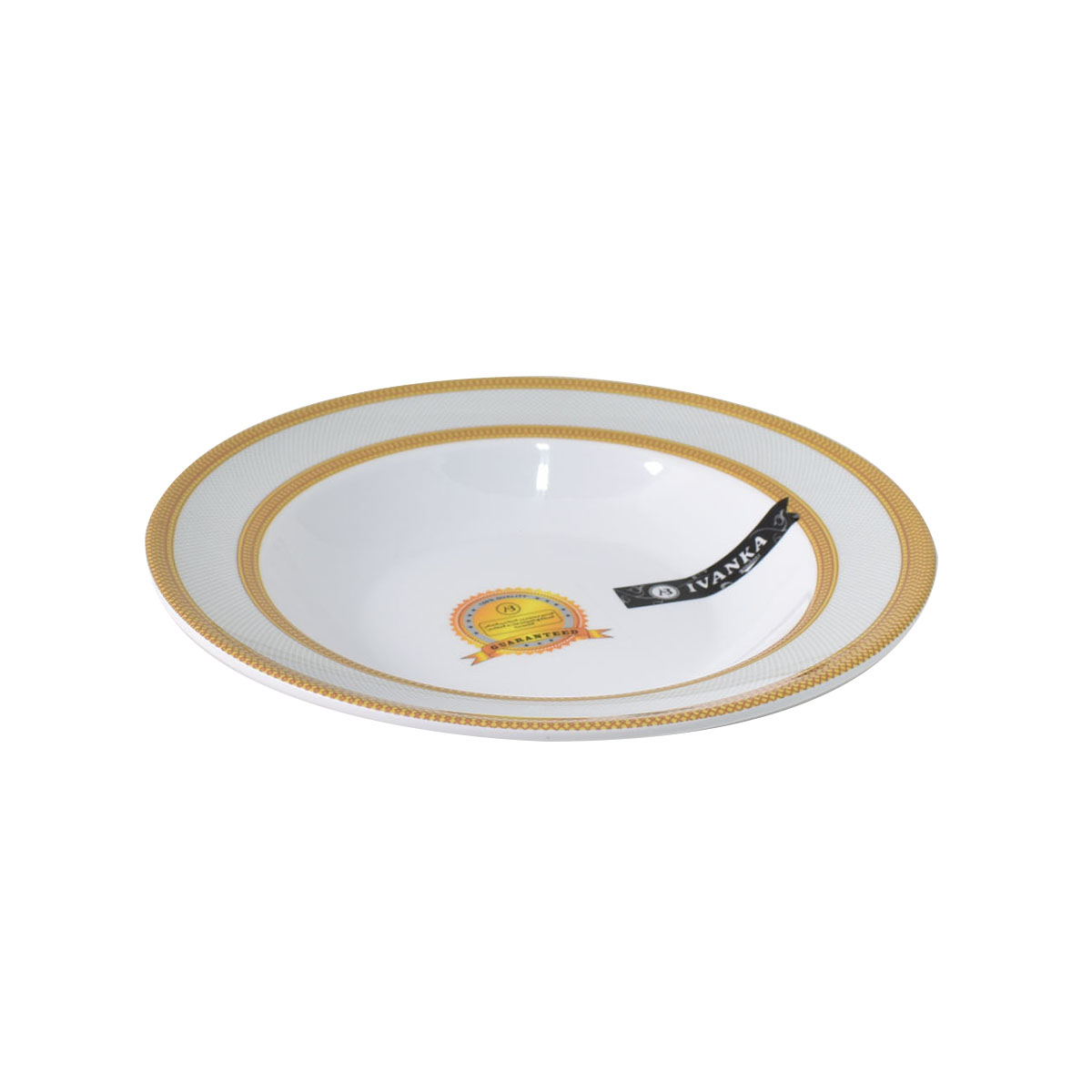 Round melamine plate 28 cm, gilded, model 1710