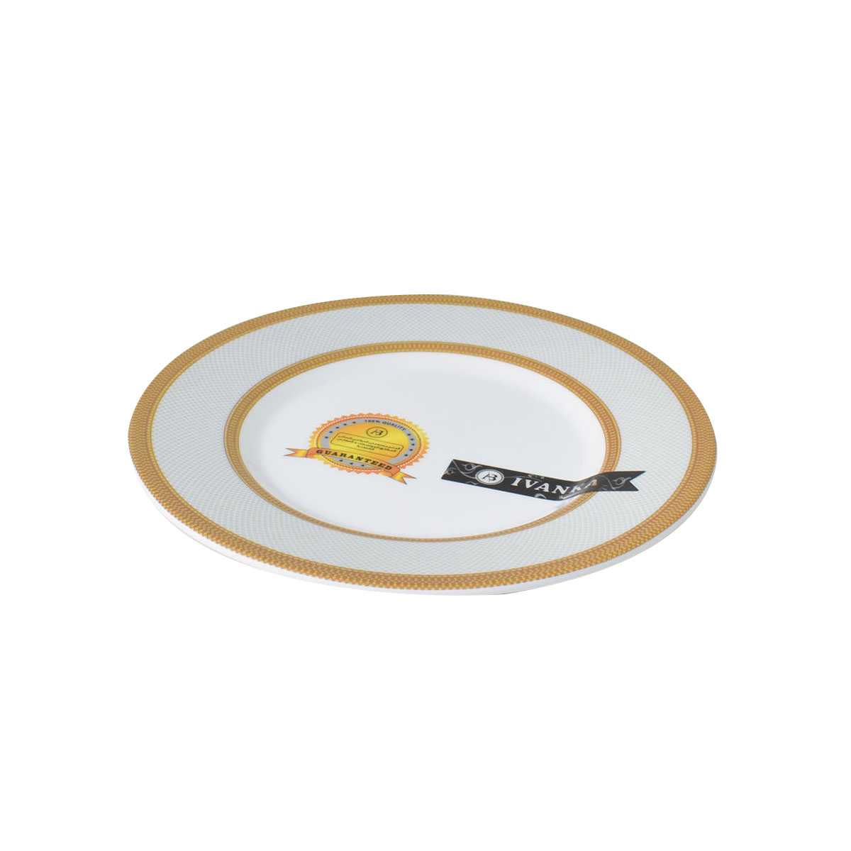 Round melamine plate 18 cm, gilded, model 1701