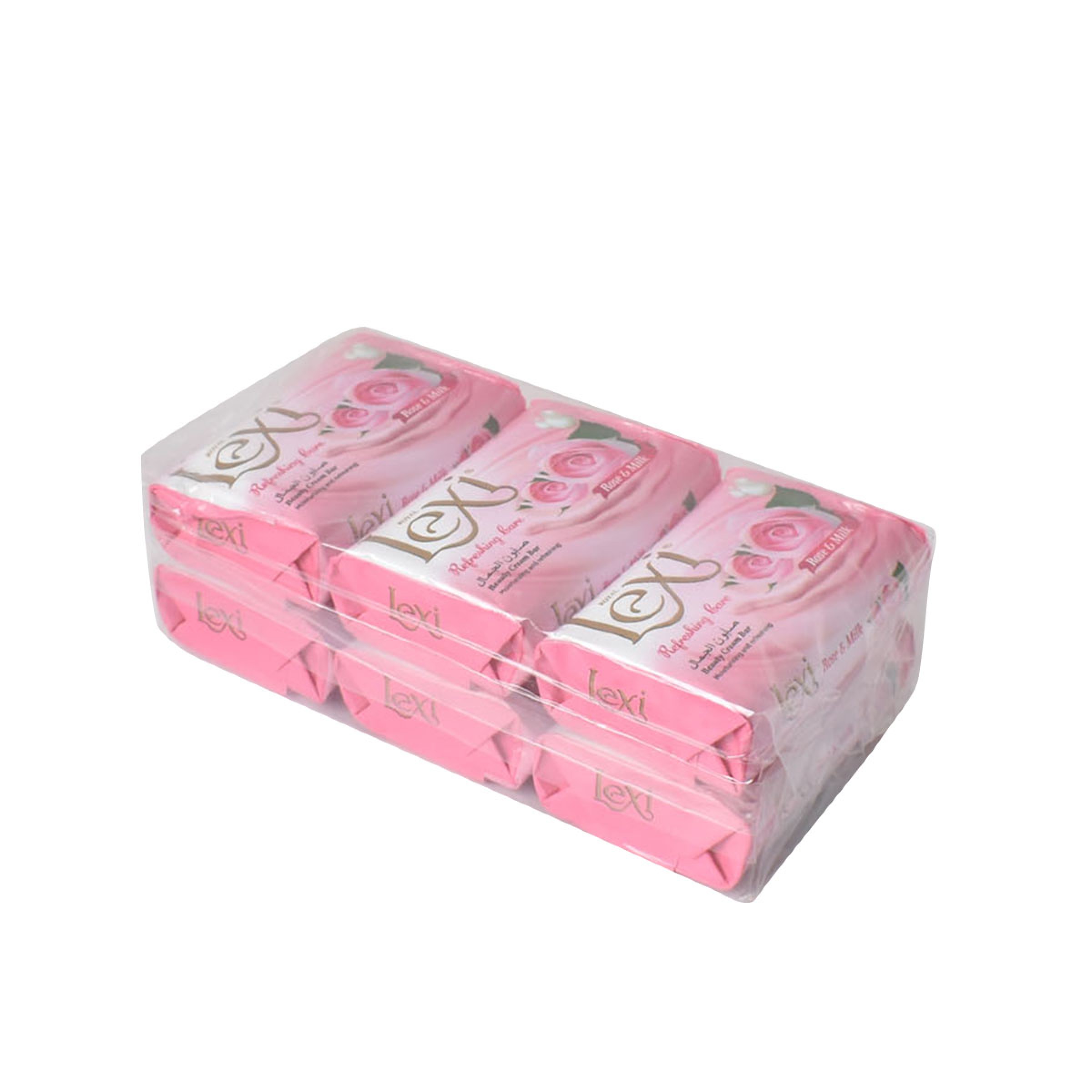 Lexi beauty body soap with milk and roses, 70 grams, set of 6 tablets