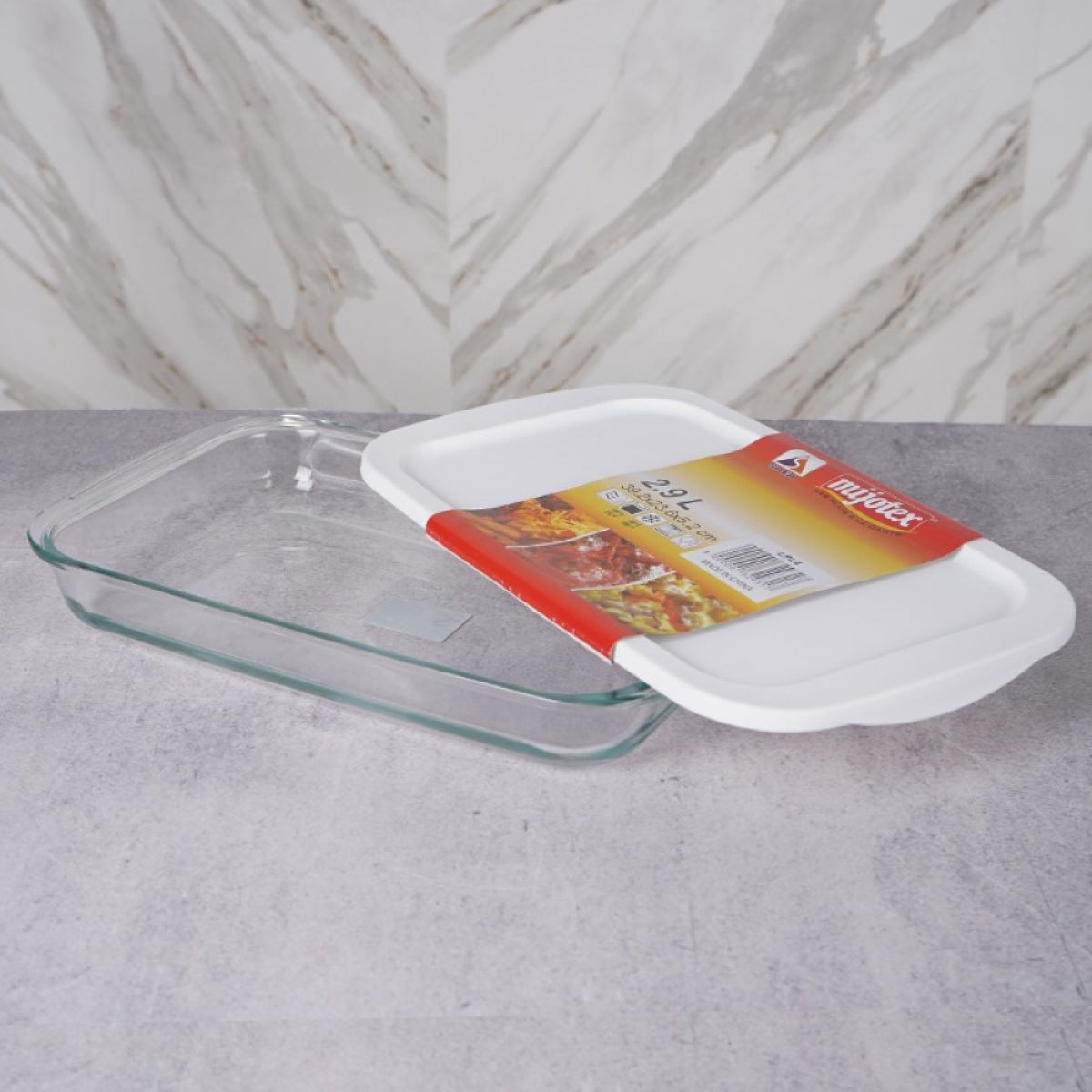 Migotex rectangular glass oven tray with lid 2.9 liters