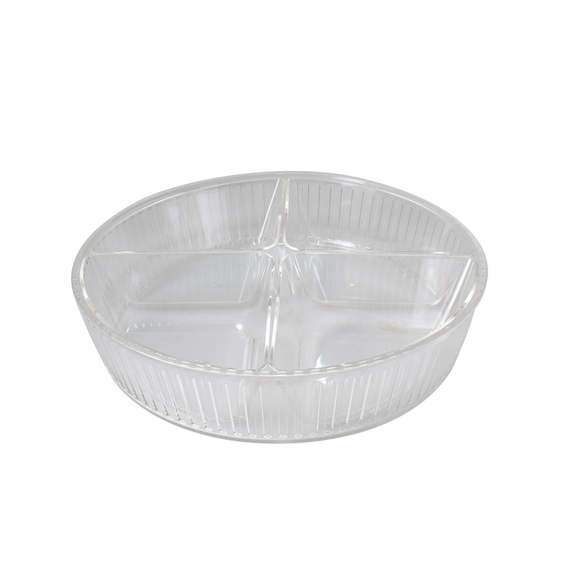 Divided round acrylic serving plate with lid 513698