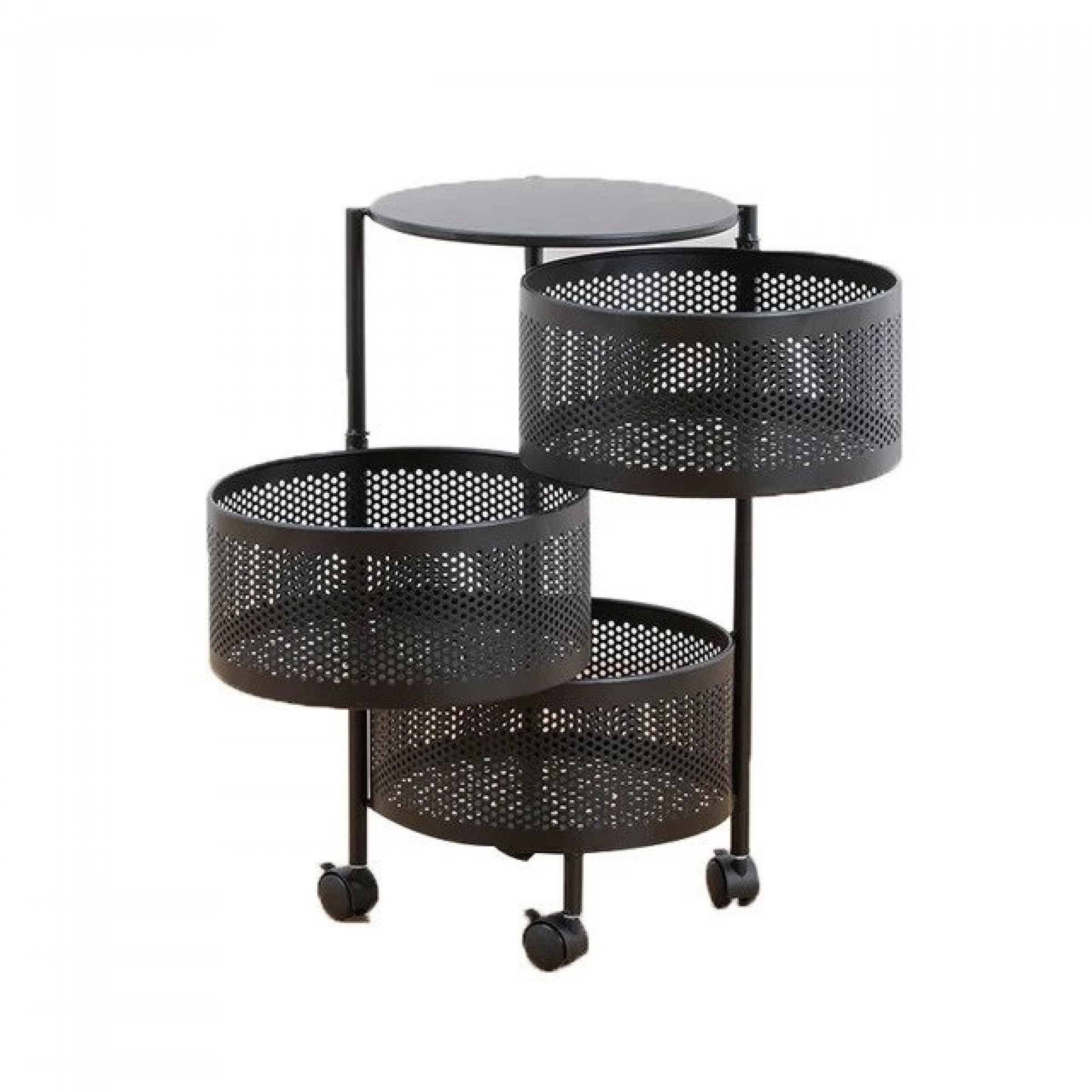 Movable circular storage shelves, 3 levels, black, YM-58156