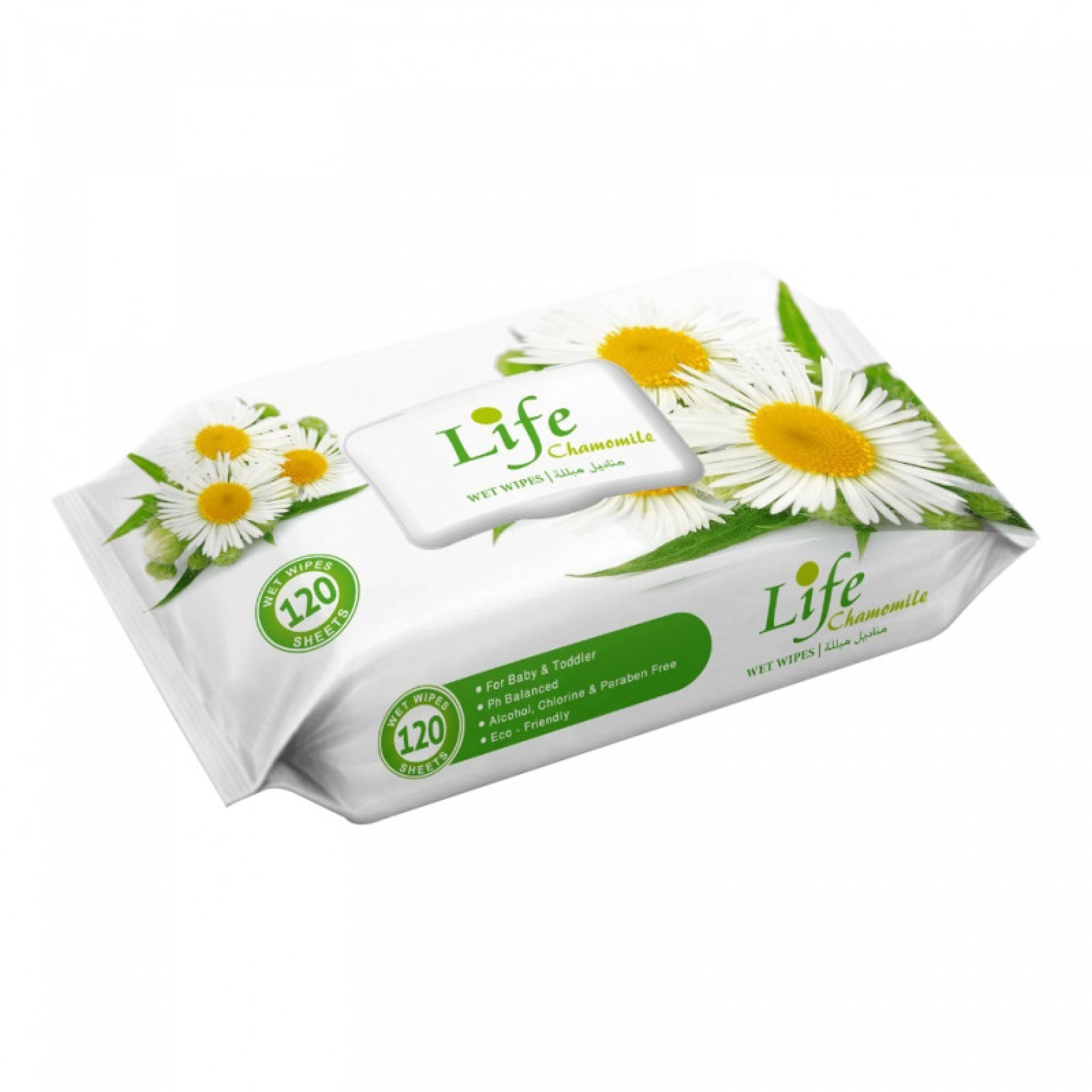 Life wet wipes with chamomile scent, 120 wipes