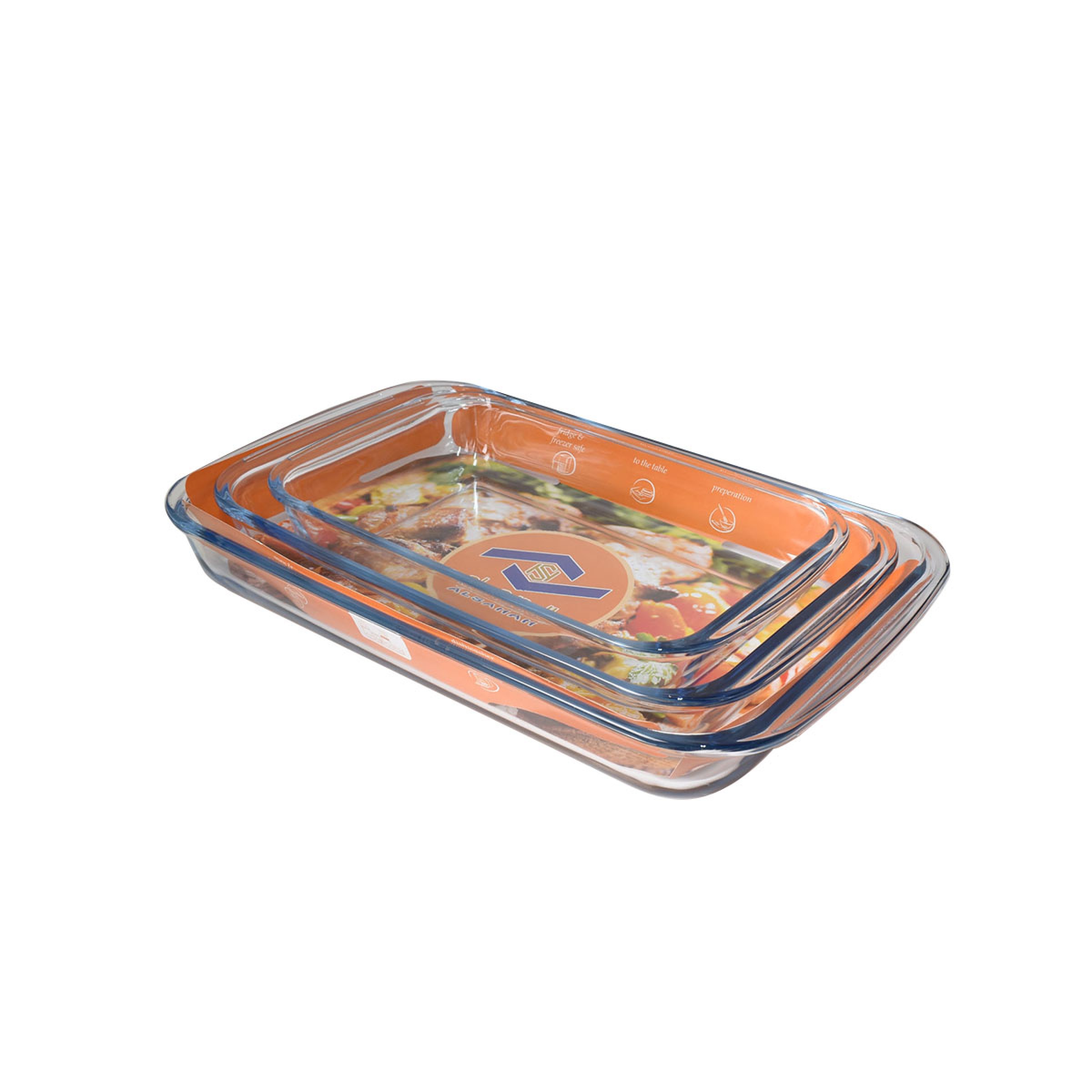 3-Piece Rectangular Glass Oven Tray Set PHW46107