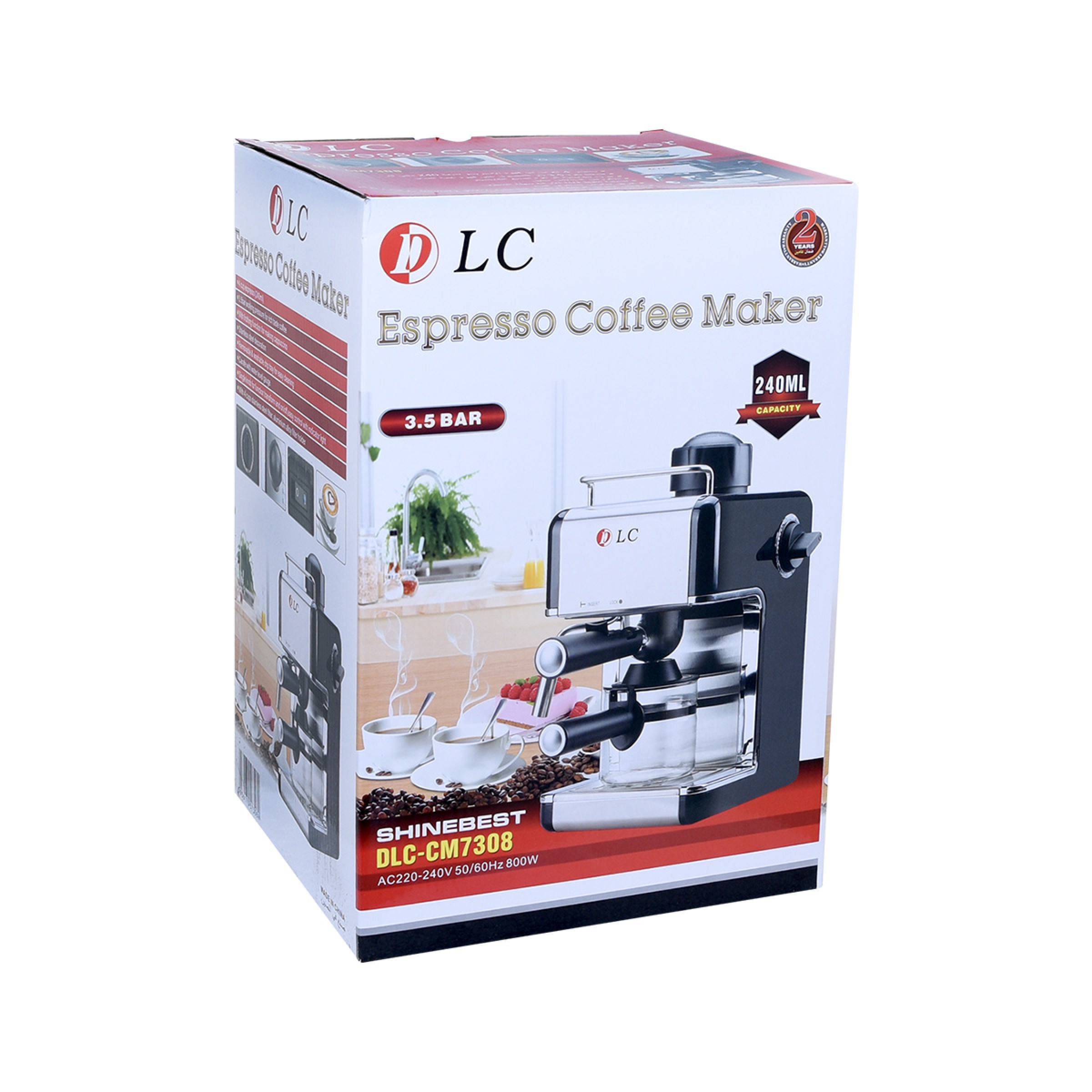 DLC Espresso and Cappuccino Maker 240ml 3.5 Bar 800W DLC-CM7308
