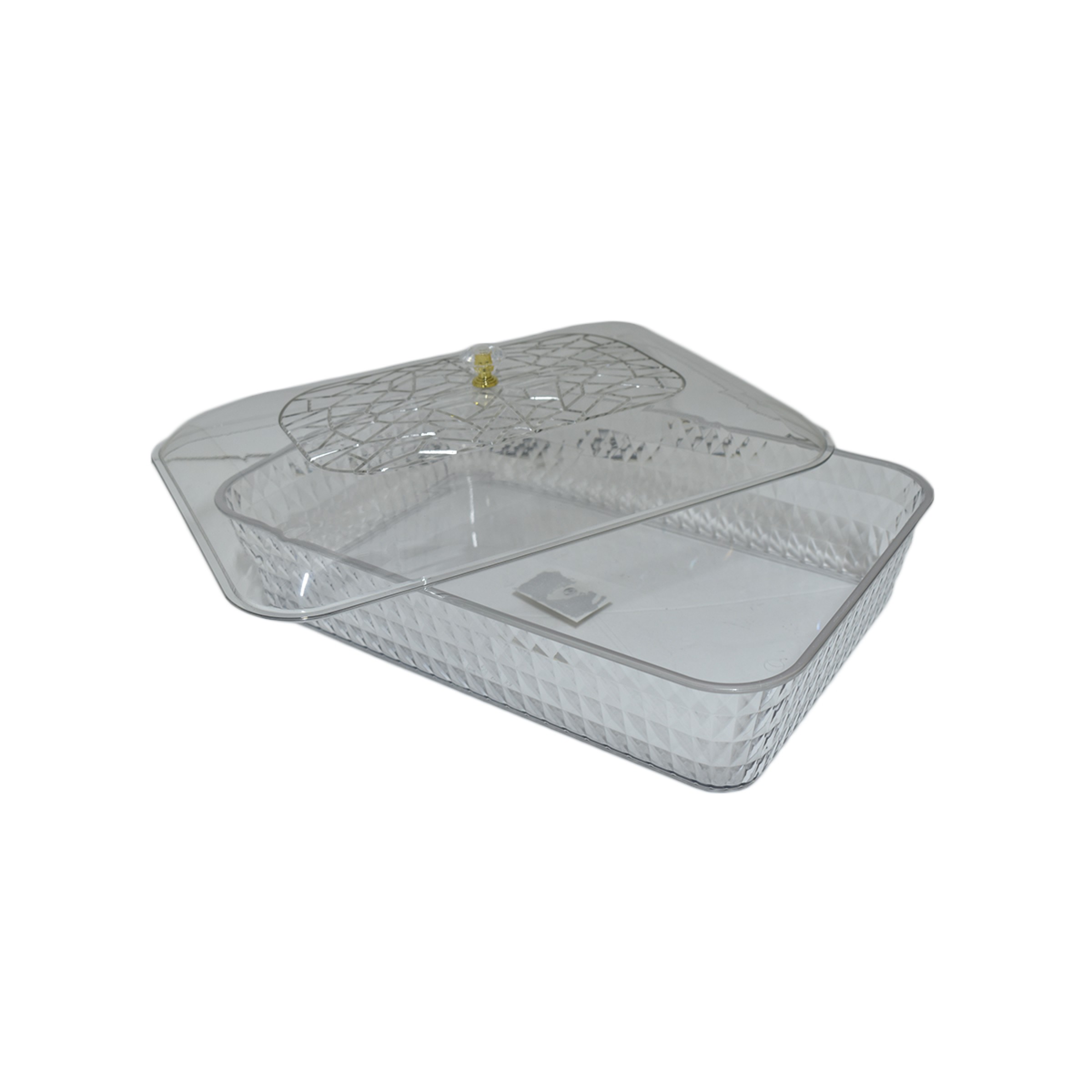 Transparent rectangular acrylic serving tray with lid 596871 - 596871