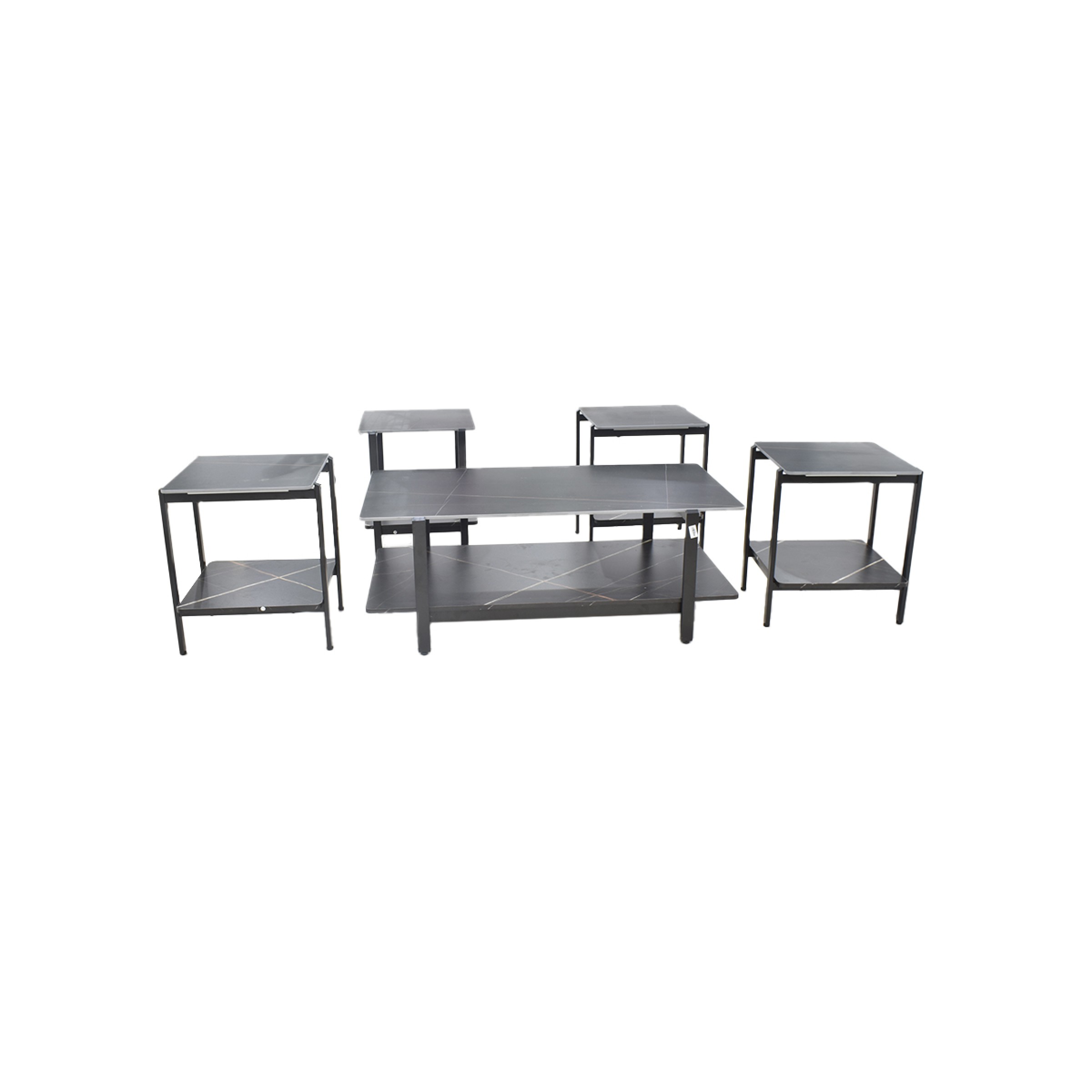 5-piece black ceramic service table set