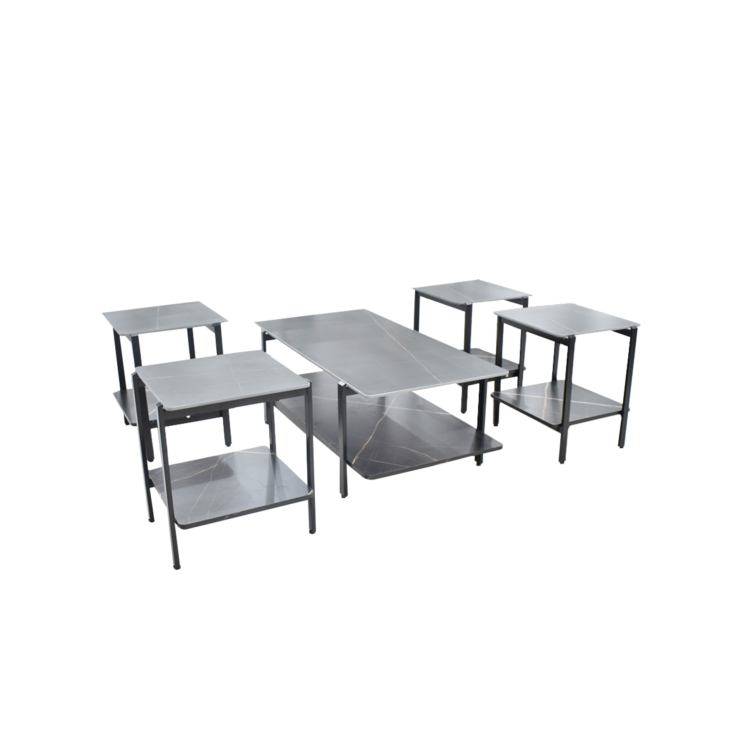 5-piece black ceramic service table set
