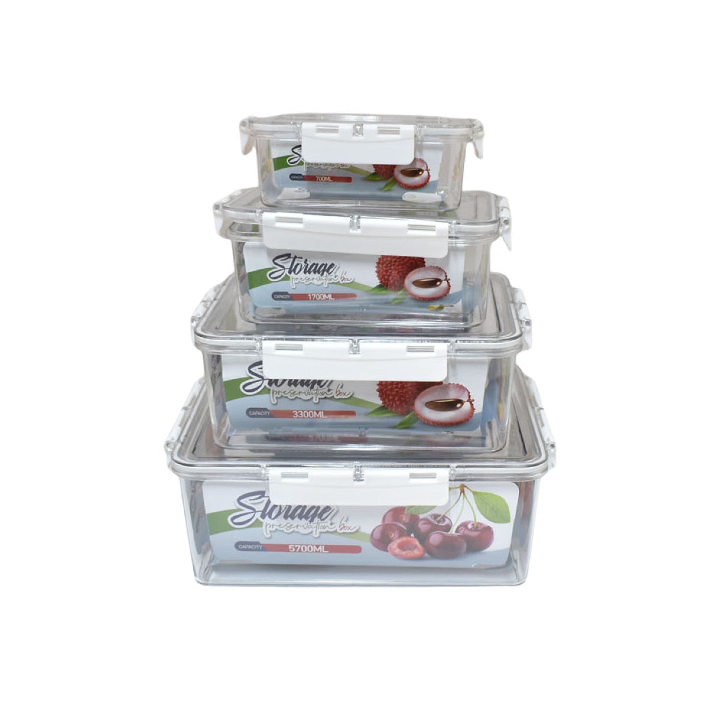 Clear Acrylic Storage Container Set, 4 Pieces, Rectangular, SH25939 ...