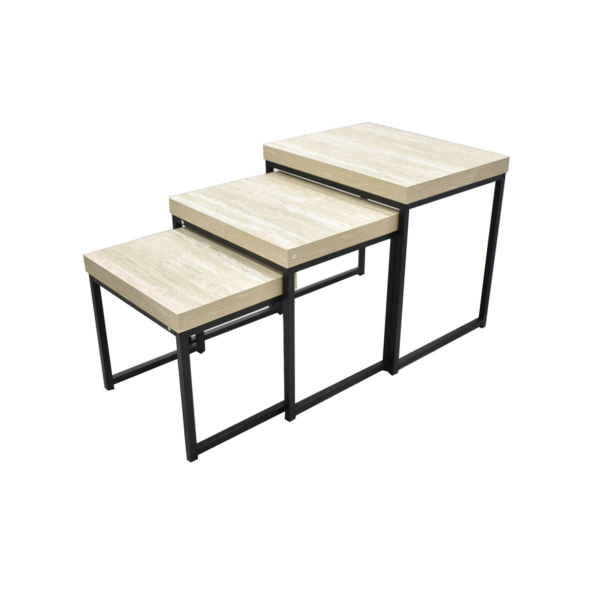 3-piece rectangular wooden serving table set, beige and black - ZM23783SBE