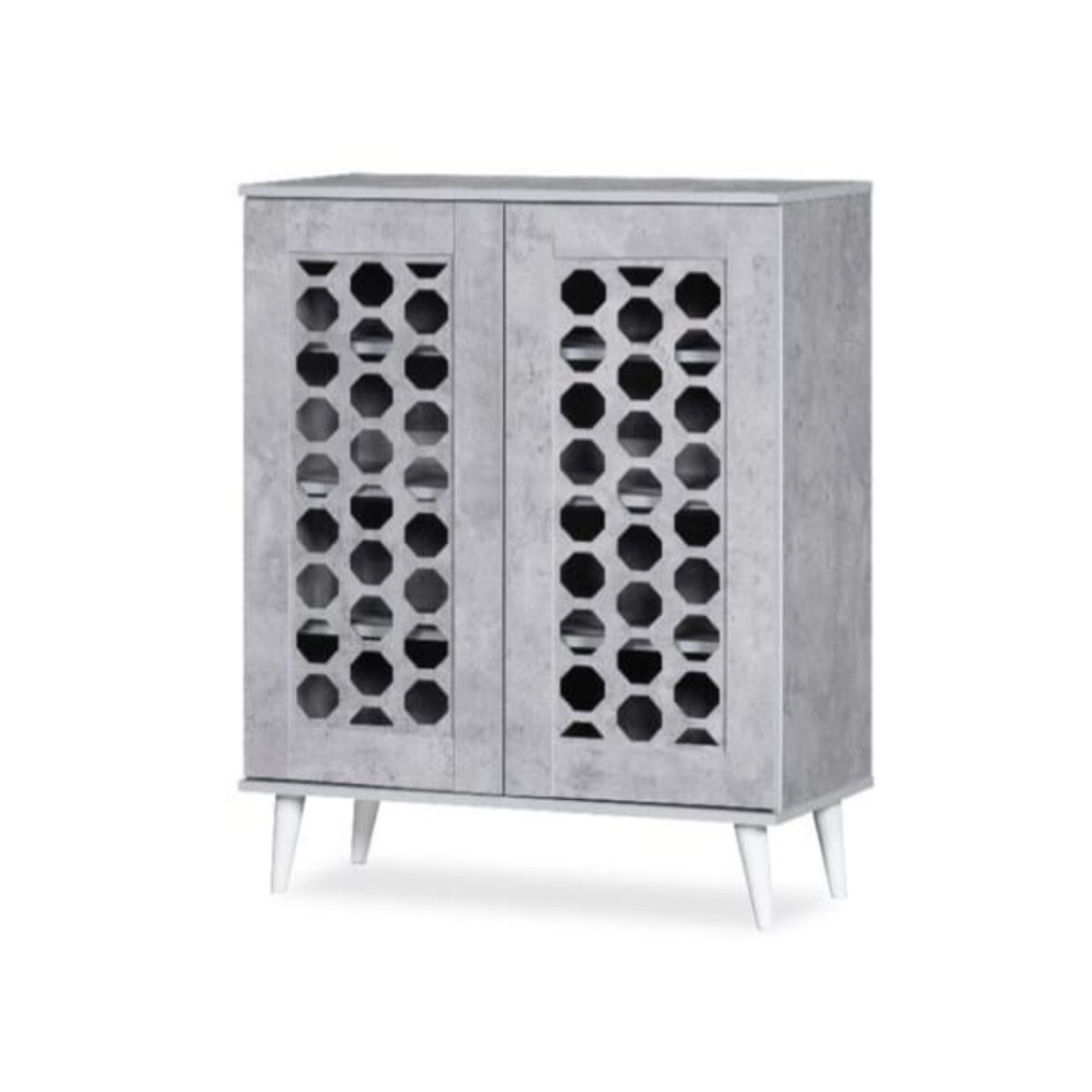 Wooden shoe cabinet with 2 doors, 80 x 35 x 97 cm, gray - ALW-6502