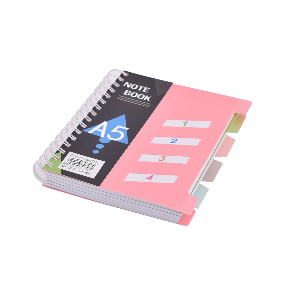 English wire notebook, divided into 4 dividers, 200 sheets, A5, soft ...